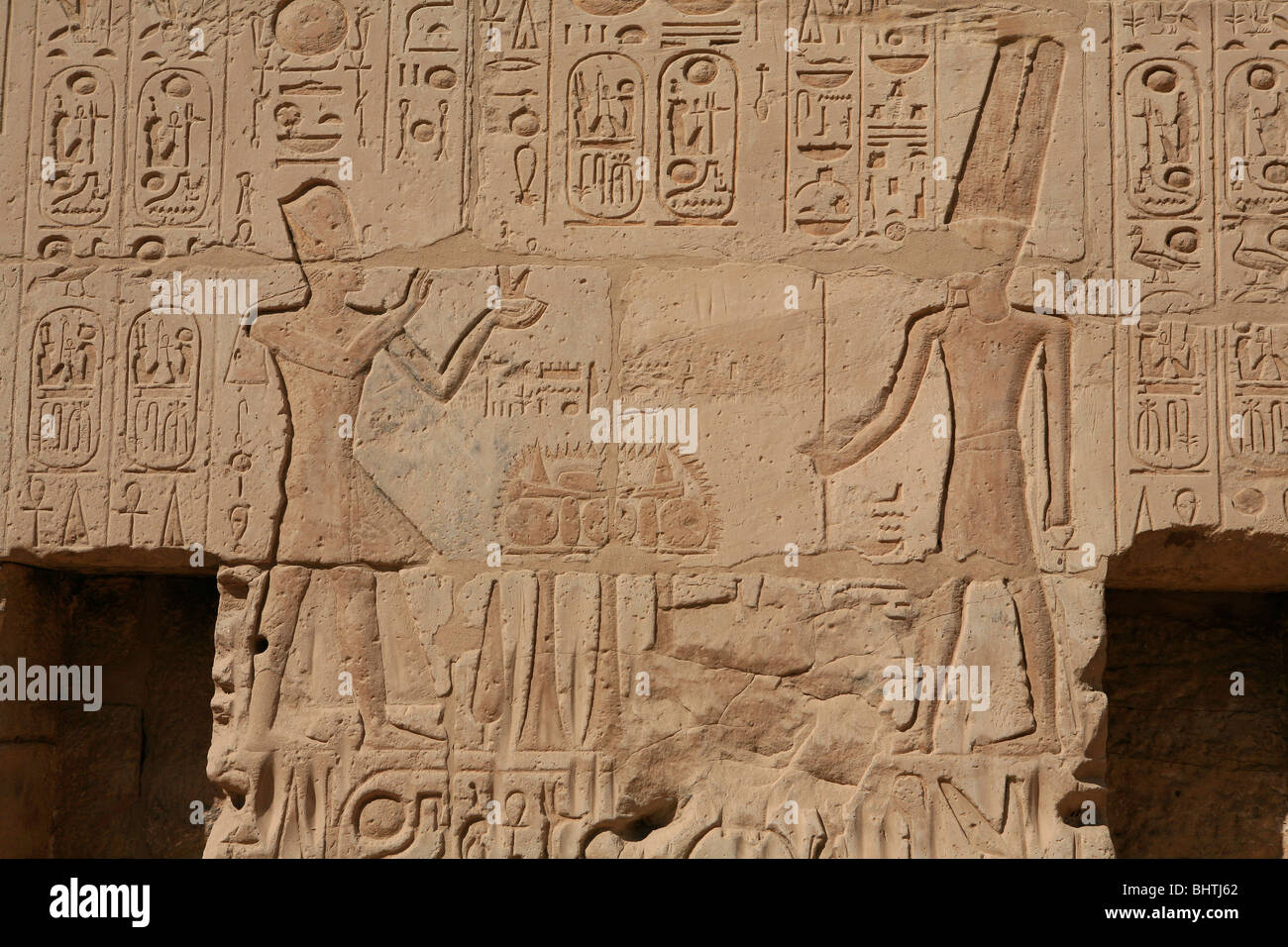 Hieroglyphs on the walls of the mortuary temple of Seti I at the Theban ...