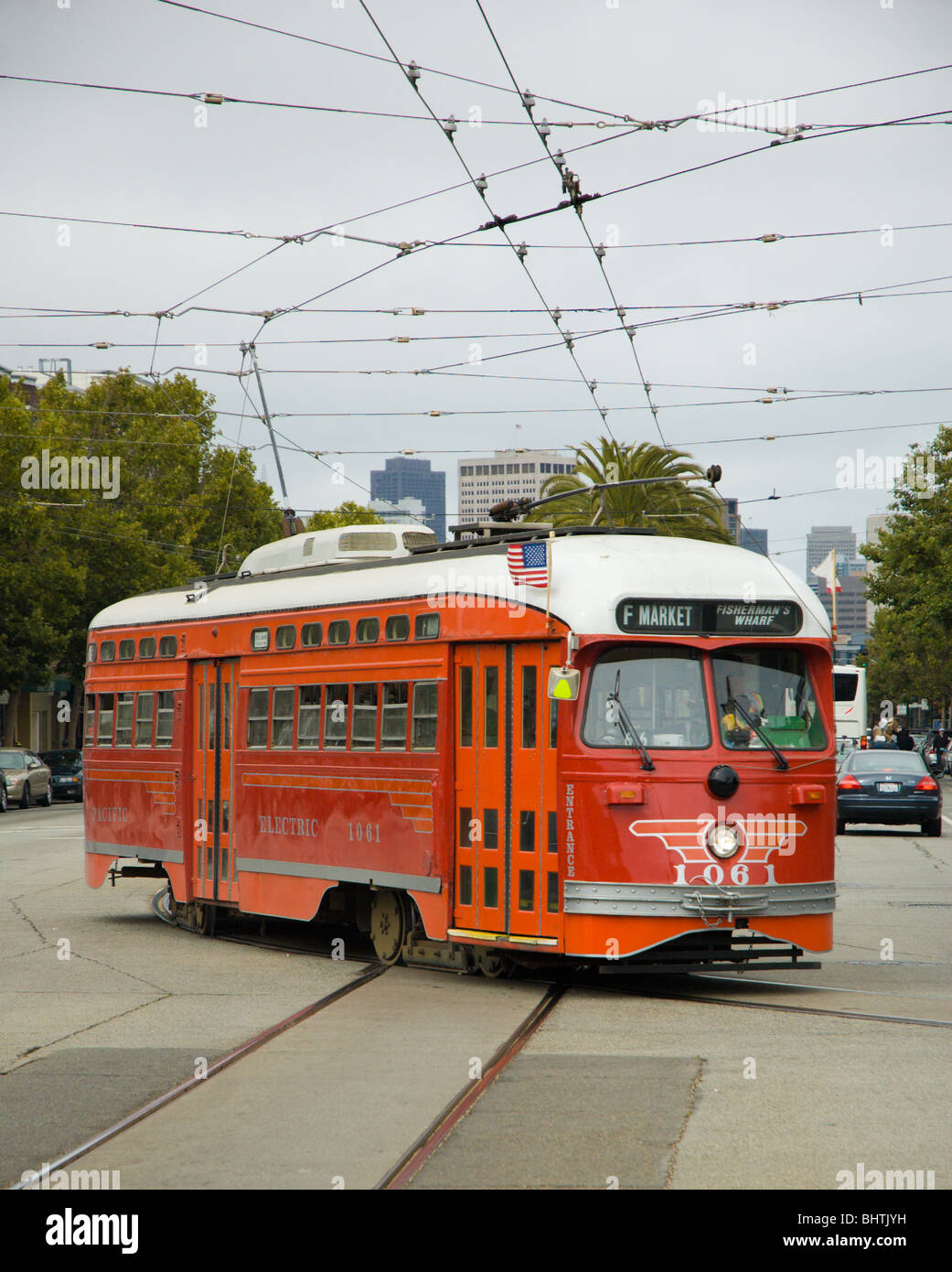 PCC trolley car on Market Street, San Francisco, California USA Stock ...