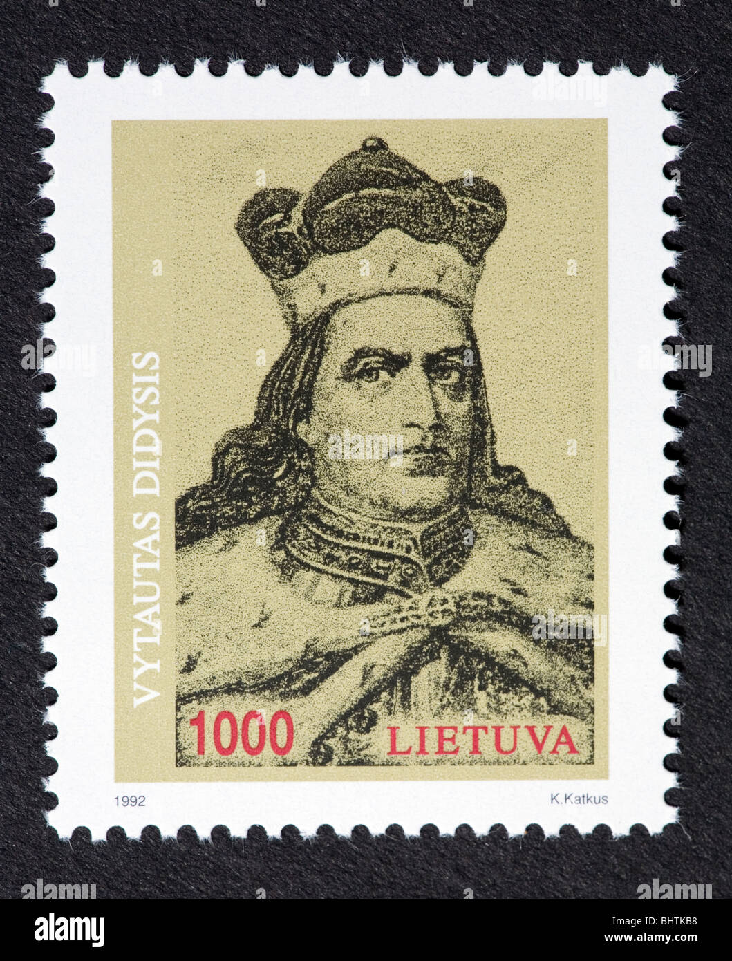 Postage stamp from Lithuania depicting Vytautas Didysis, medieval ruler ...