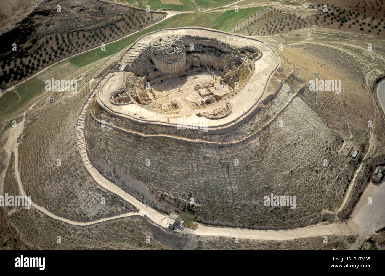 Judea, an aerial view of Herodion, built by Herod the Great as a ...