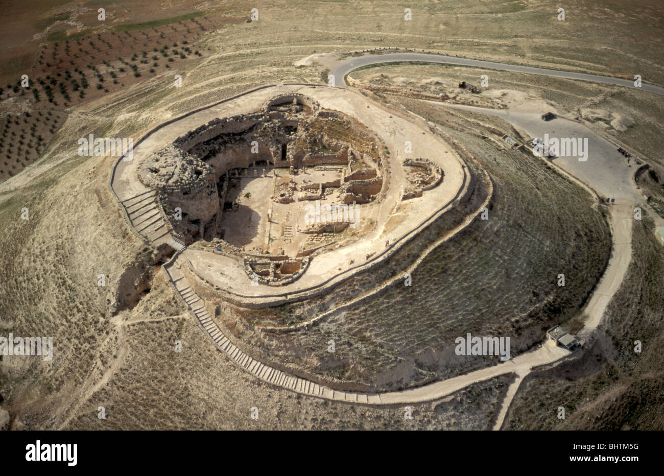 Judea, an aerial view of Herodion, built by Herod the Great as a ...
