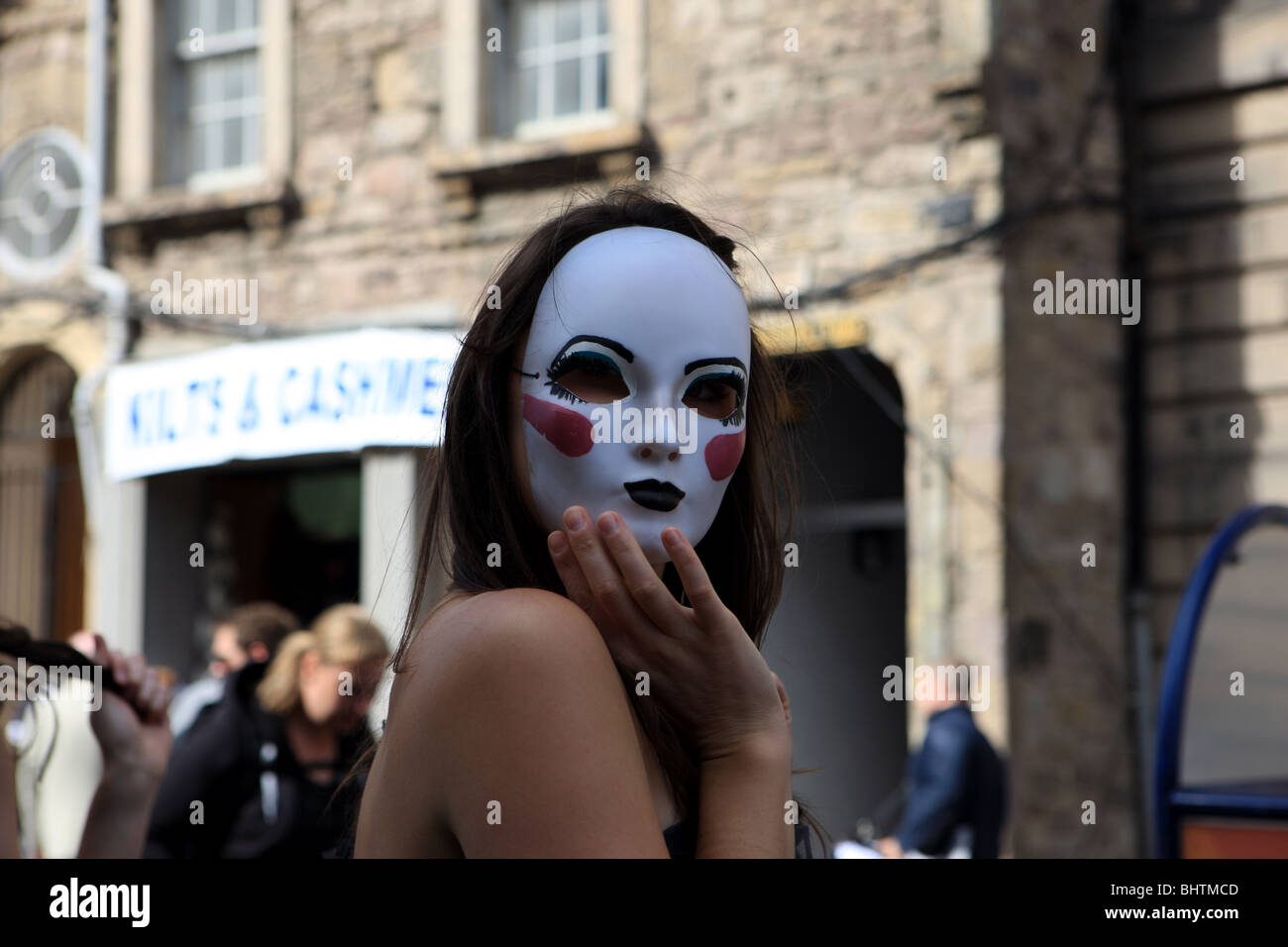 Girl with white mask Stock Photo - Alamy