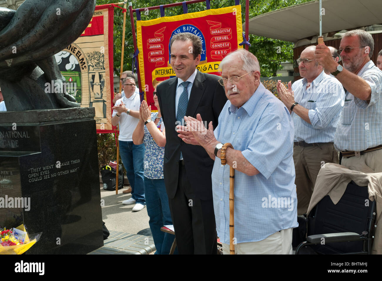 International Brigade Commemoration. Sam Lesser stands next to the ...