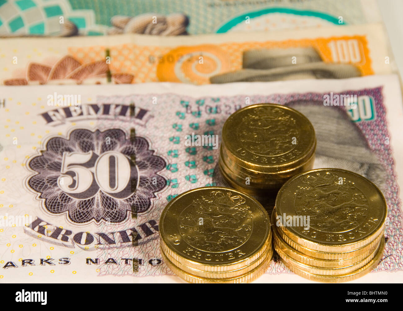 Danish money / currency coins and banknotes Stock Photo - Alamy