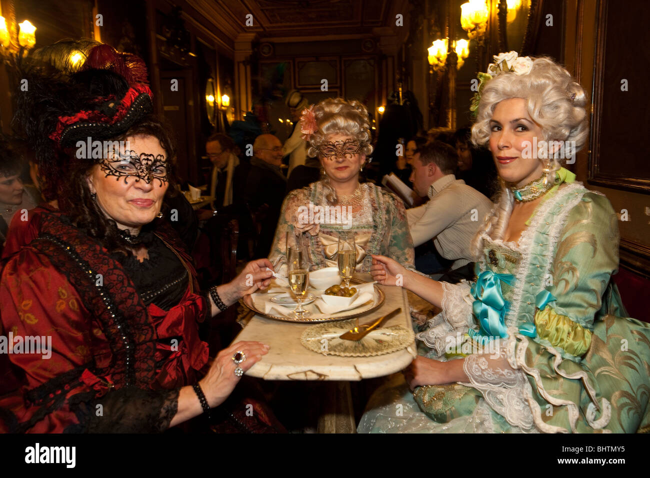 Inside Cafe Florian during the Venice Carnival, Venice, Italy Stock ...