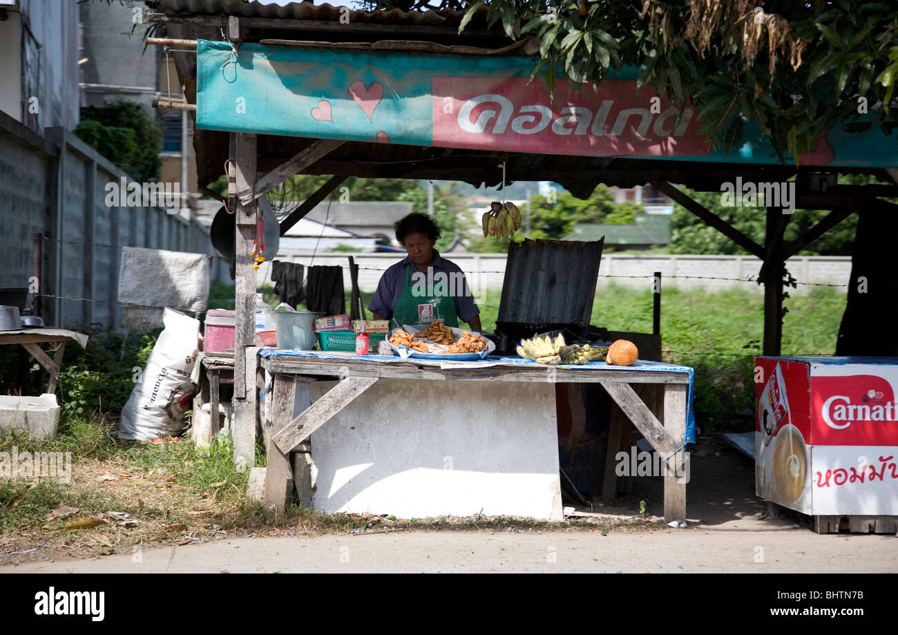 Cooking at a roadside outdoor kitchen - Phuket Stock Photo - Alamy
