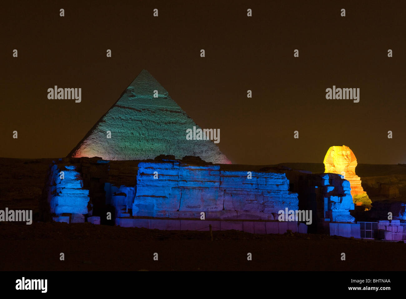 Giza Pyramids sound & light show in Cairo, Egypt Stock Photo - Alamy
