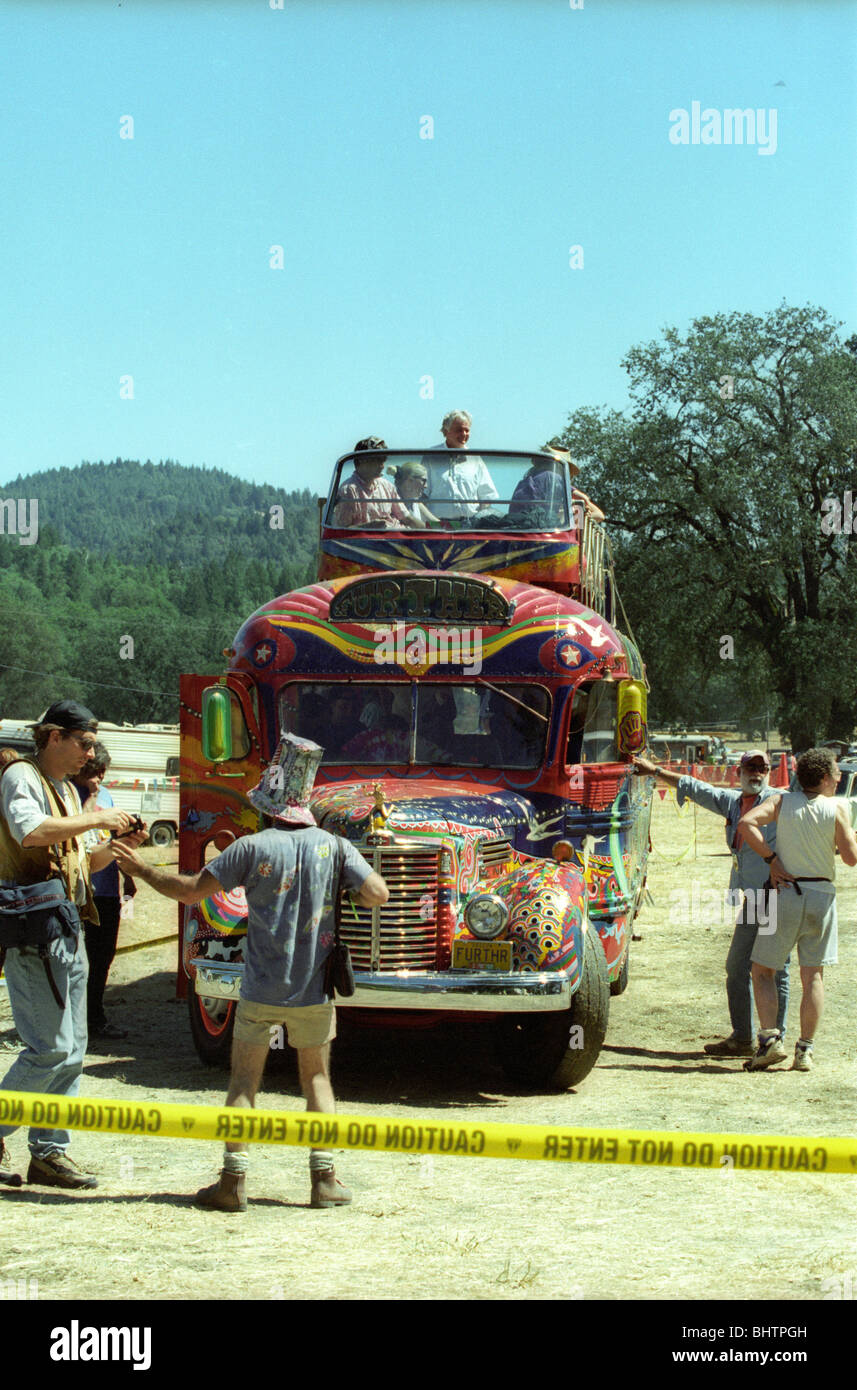 Ken Kesey's Merry Prankster bus Furthur parks. The Pignic at Wavy Gravy ...