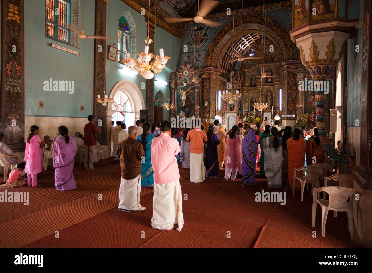 India, Kerala, Champakulam village, Syrian Christian Church interior ...