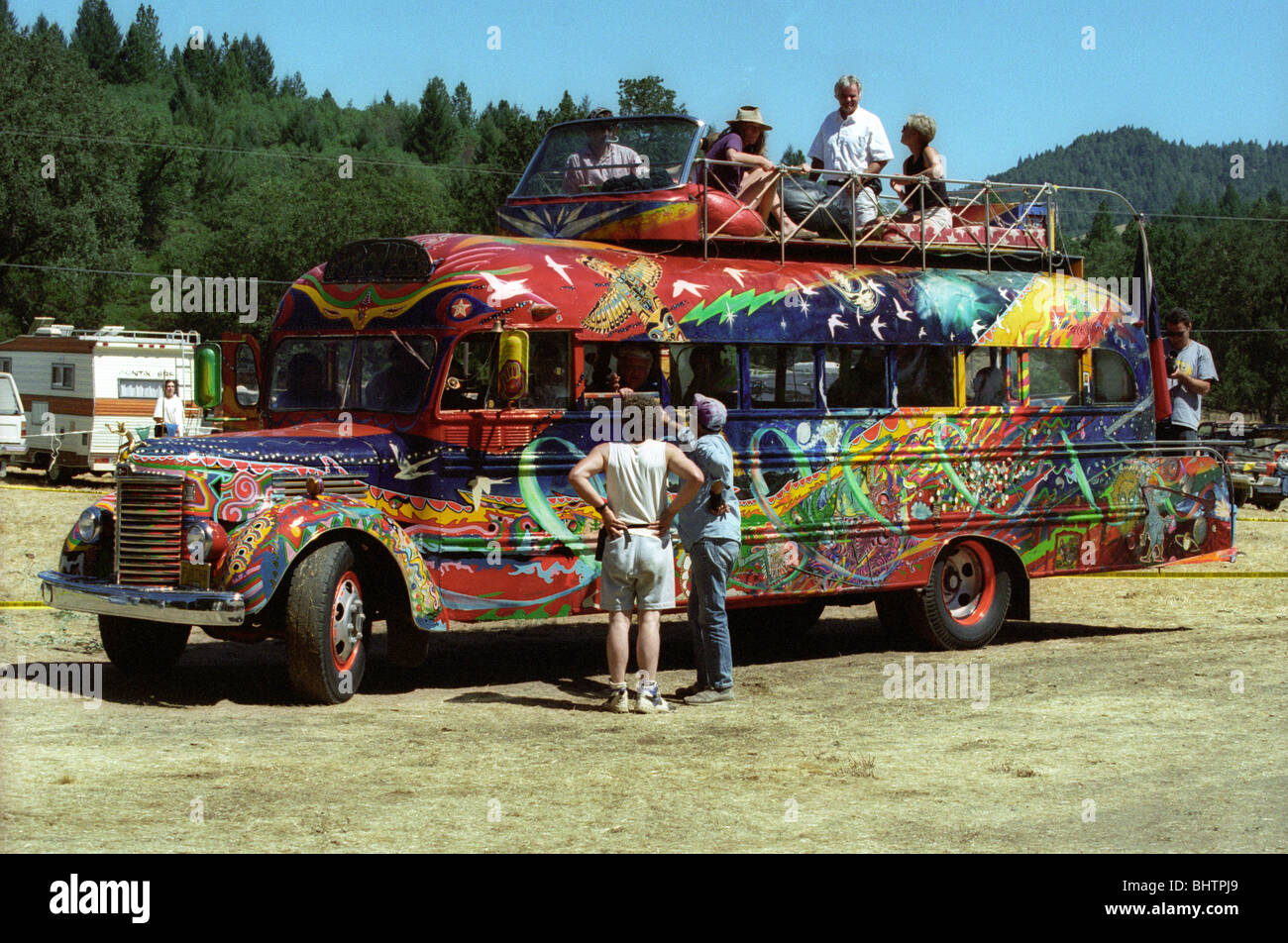 Ken Kesey's Merry Prankster bus Furthur parks. The Pignic at Wavy Gravy ...