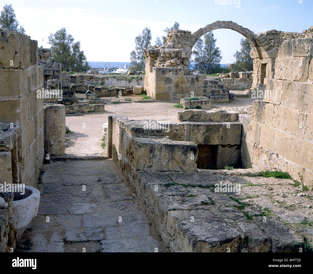 Roman ruins, Byzantine Castle, Paphos, Paphos District, Cyprus Stock ...