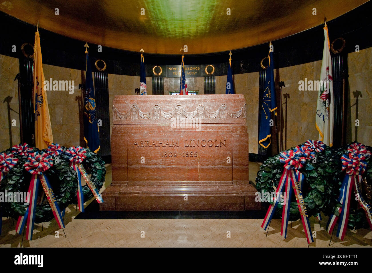 Burial marker inside Lincoln Tomb in Springfield, Illinois Stock Photo ...