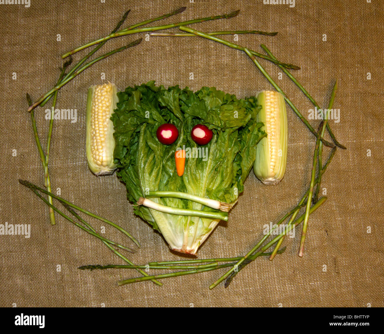 Veggie Head with border. Natural Foods Stock Photo - Alamy