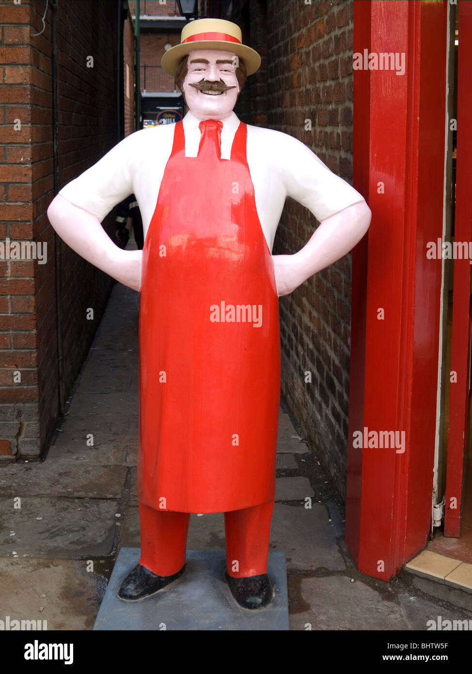 Butchers shop with a life size red butcher dummy in Whitby North ...