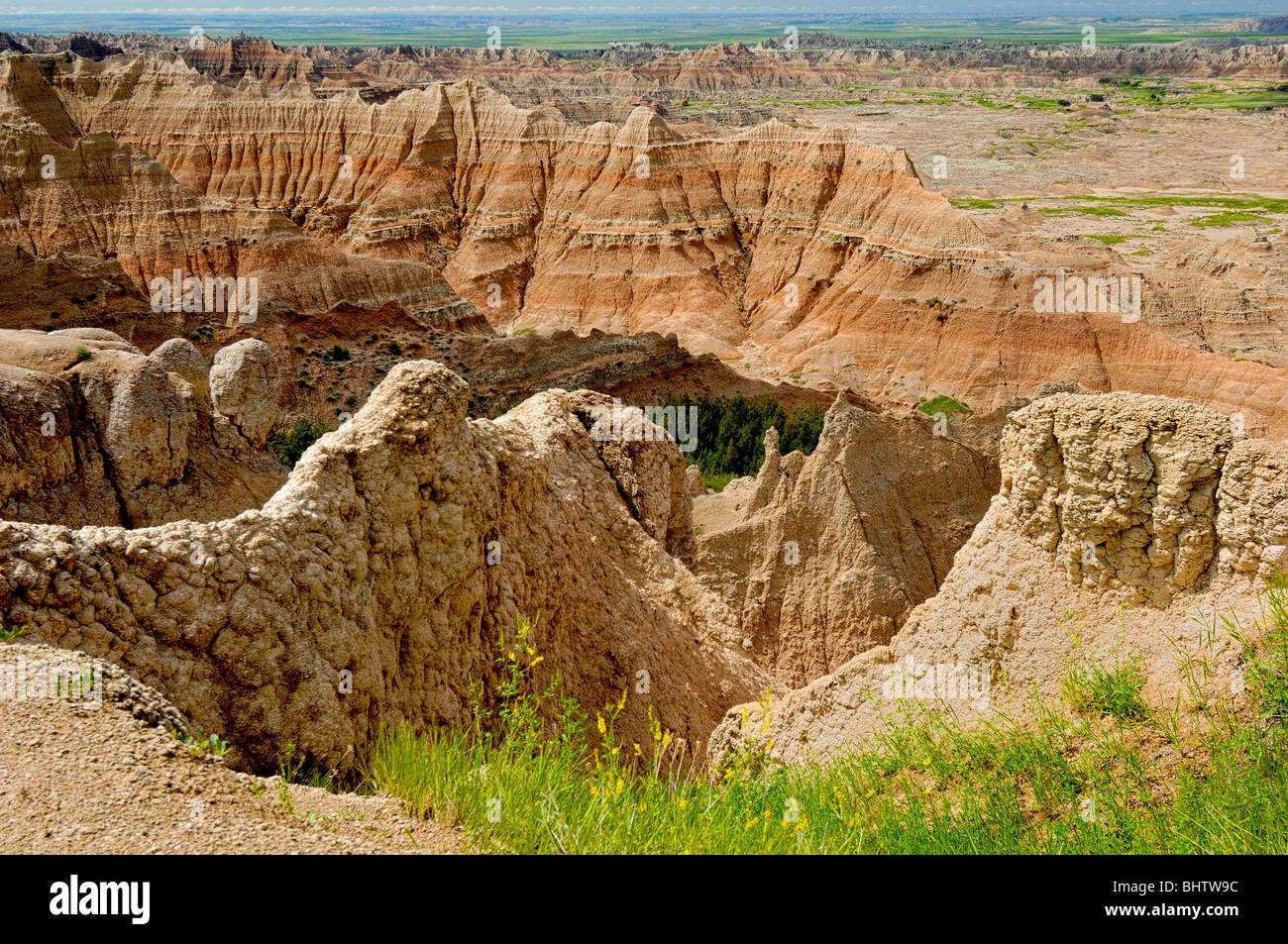 Scenery typical of The Badlands at Badlands National Park, near Wall ...