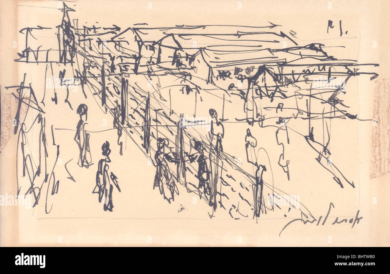 Sketch of Esther Lurie depicting her life and work in the Ghetto and ...