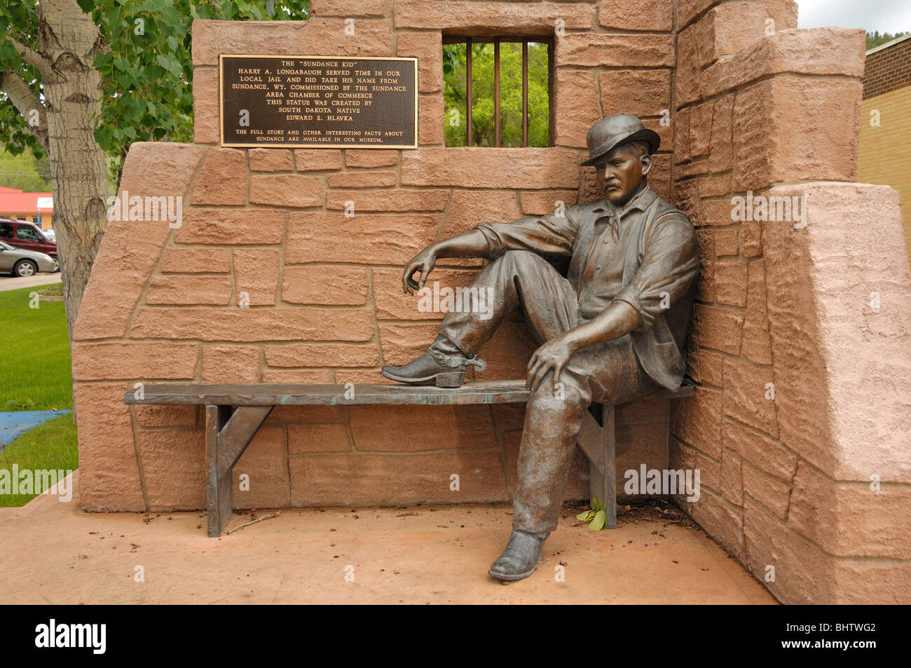 Statue of The Sundance Kid, a notorious outlaw who came from the town ...