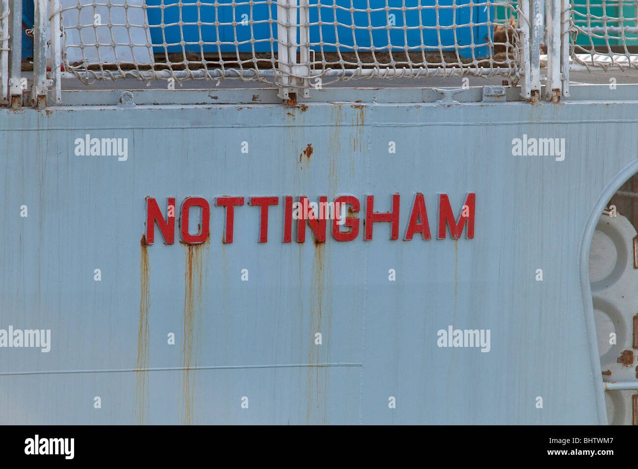 Name Plate on HMS Nottingham British Navy Ship Stock Photo - Alamy