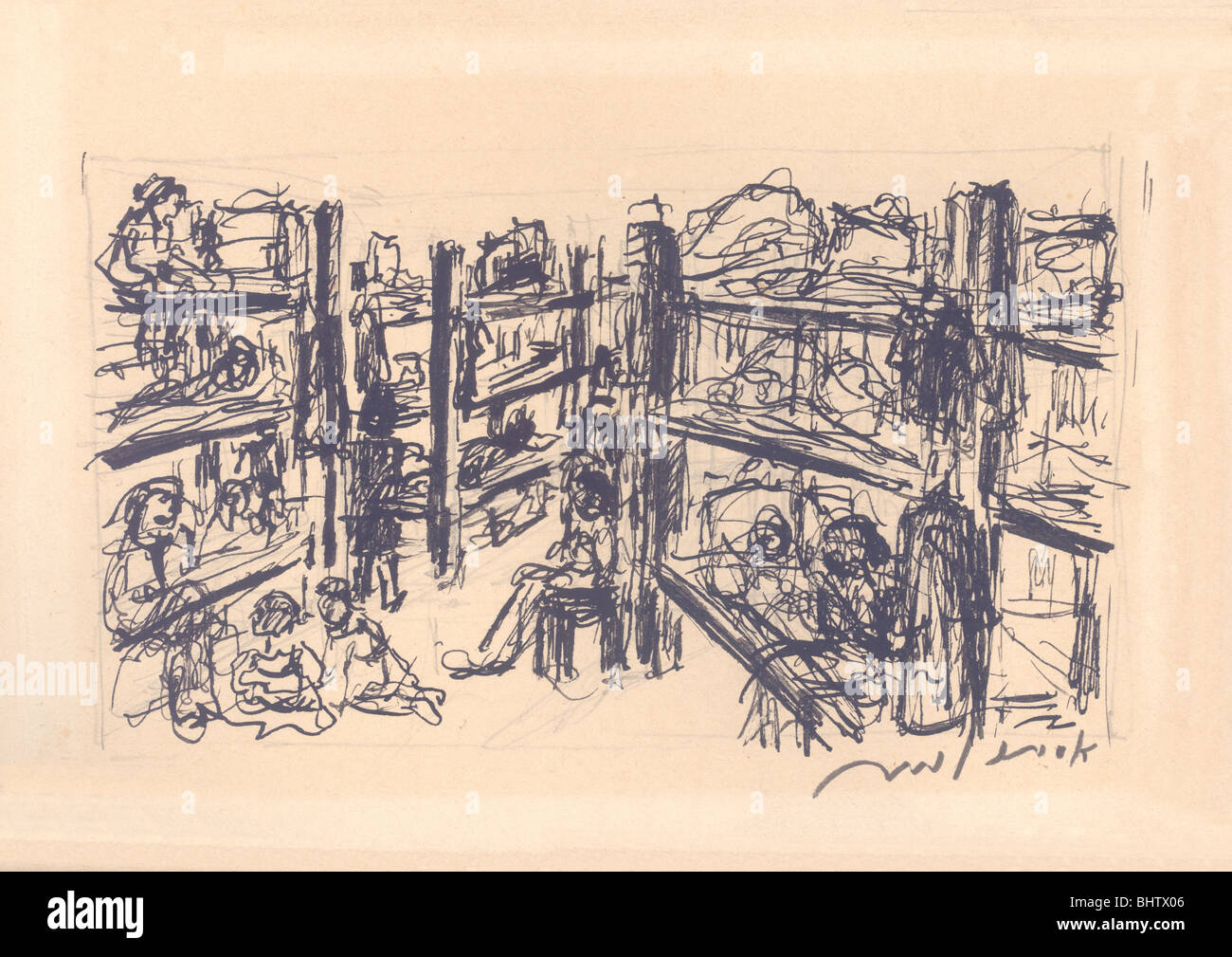 Sketch of Esther Lurie depicting her life and work in the Ghetto and ...