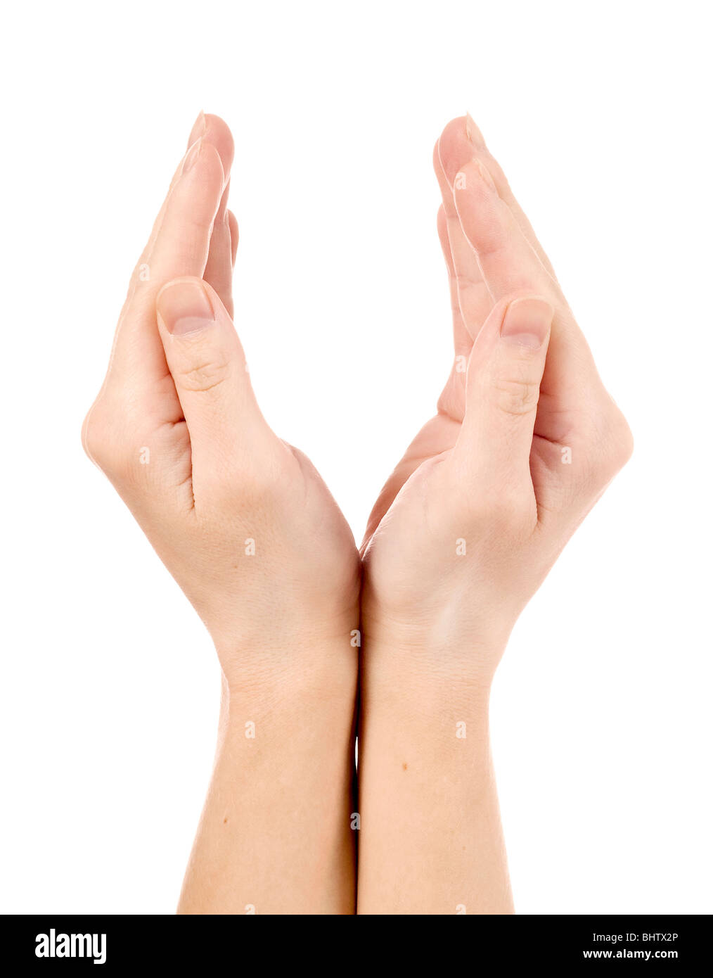 Two hands gesturing on white background Stock Photo - Alamy