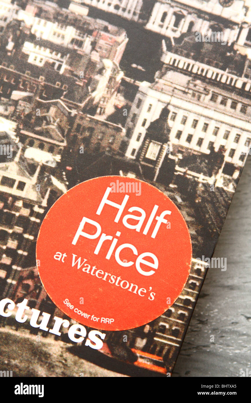 A half price label on a book in a Waterstone's book store Stock Photo ...