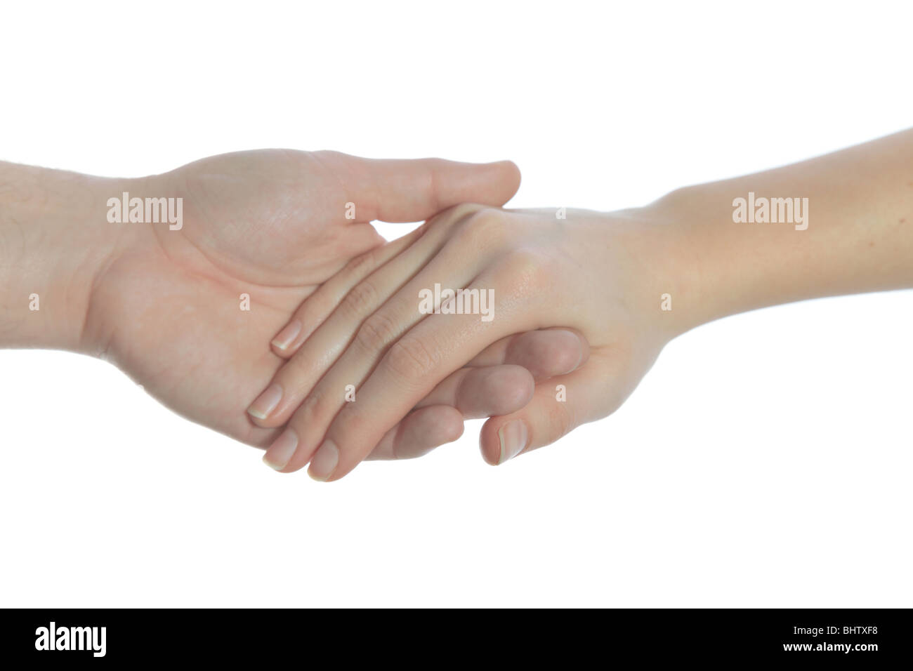 Two person holding their hands. All isolated on white background Stock ...