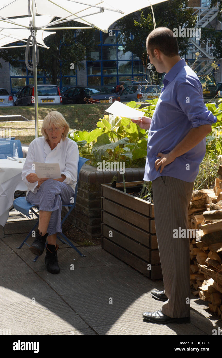 Rose Gray, chef and co-owner of the River Café discusses the menu with ...