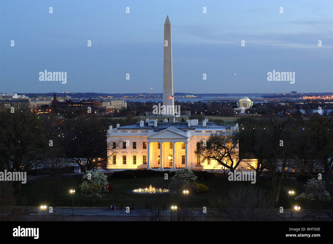 The White House and the Washington Monument in Washington, D.C., USA ...