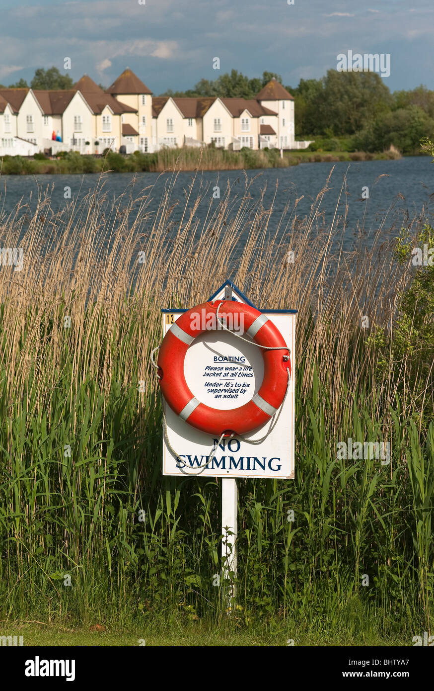 "Health and safety" warning notice with life saving belt Stock Photo ...