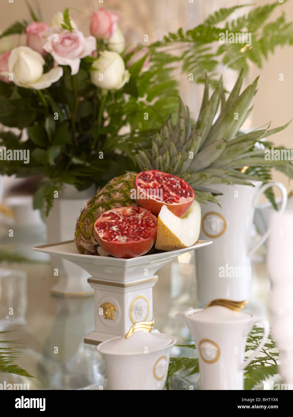 Exotic fruits on precious porcelain Stock Photo - Alamy