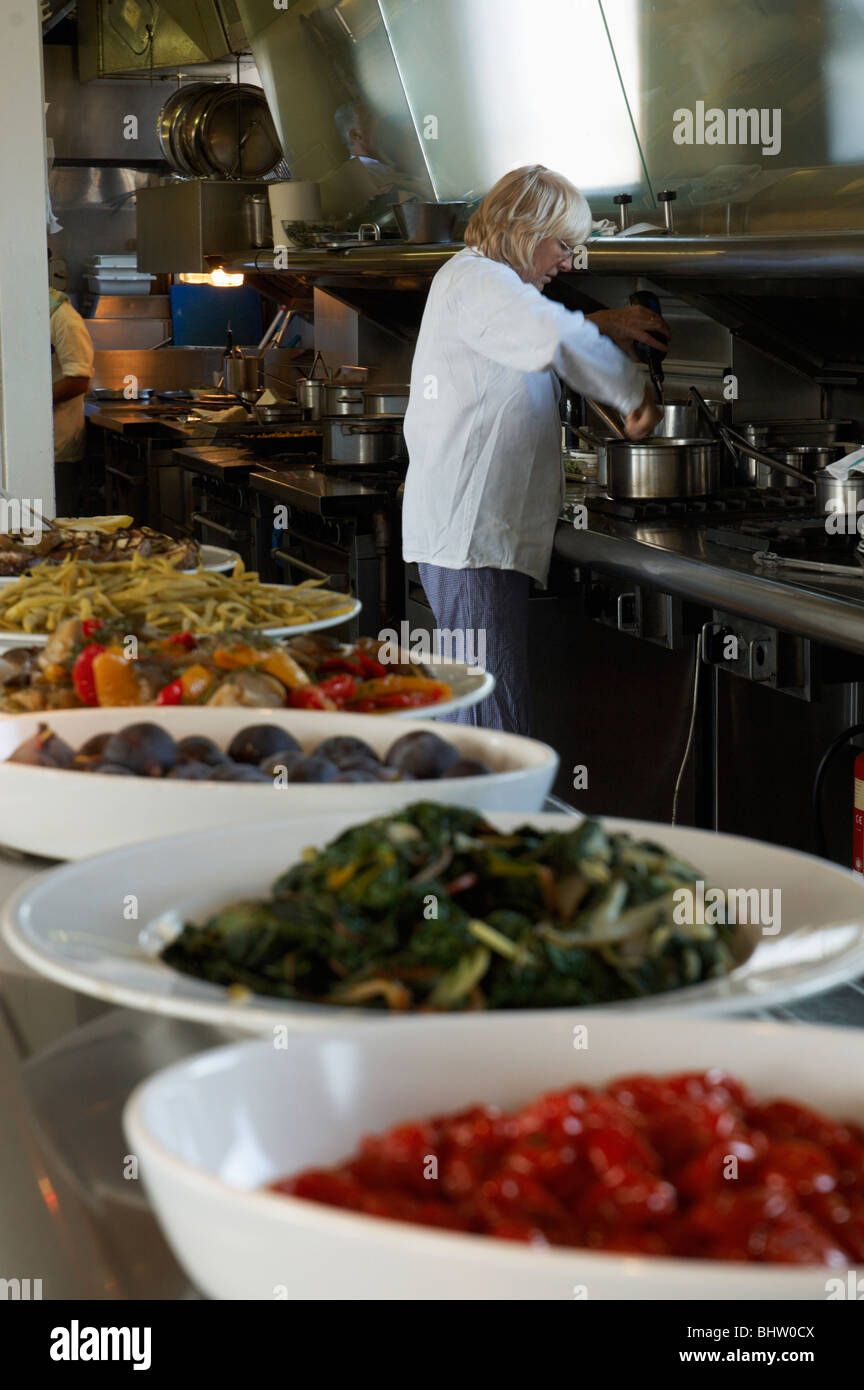 Rose Gray, chef and co-owner of the River Café cooking and preparing ...