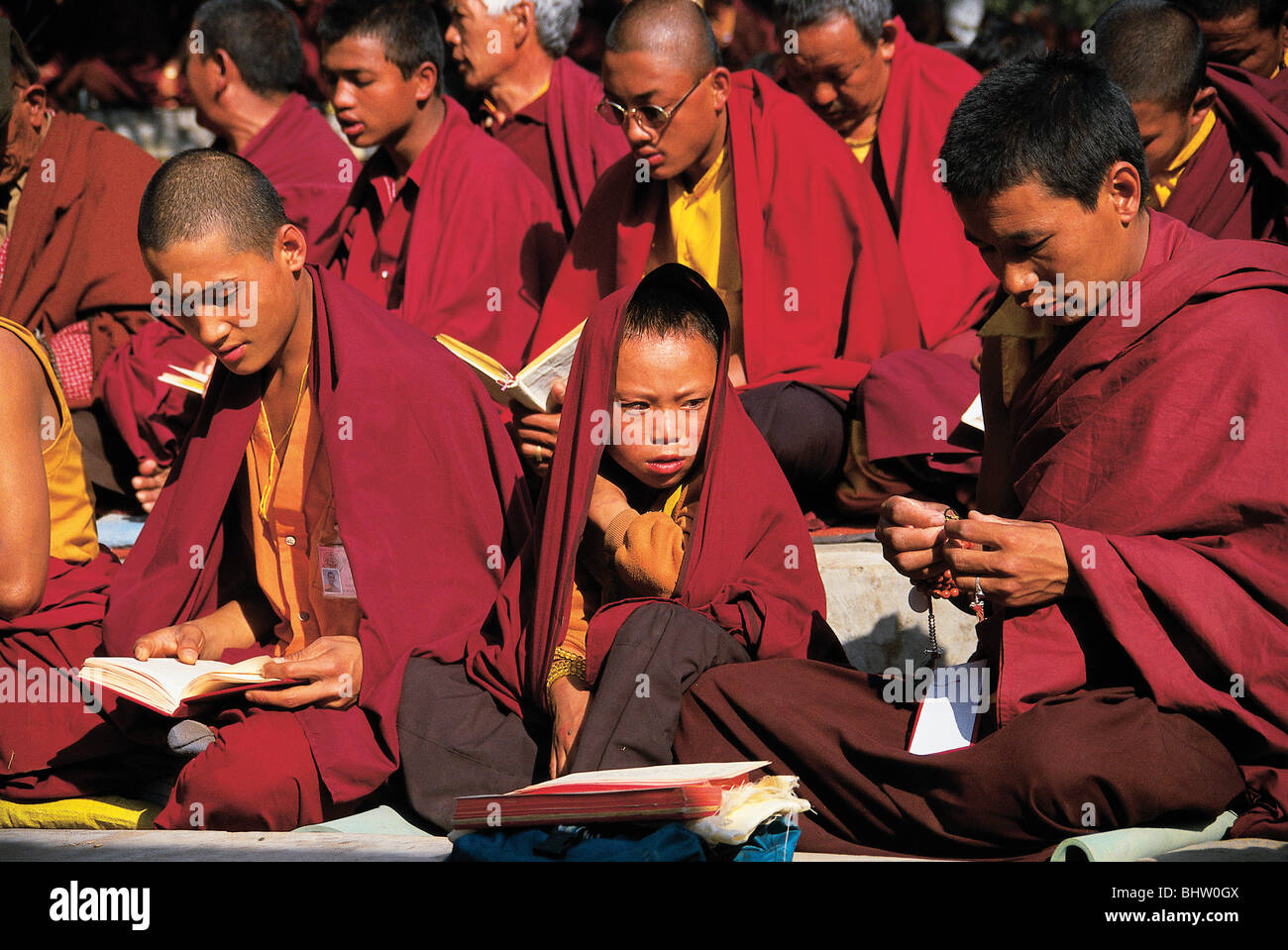 Buddhist monks in India Stock Photo - Alamy