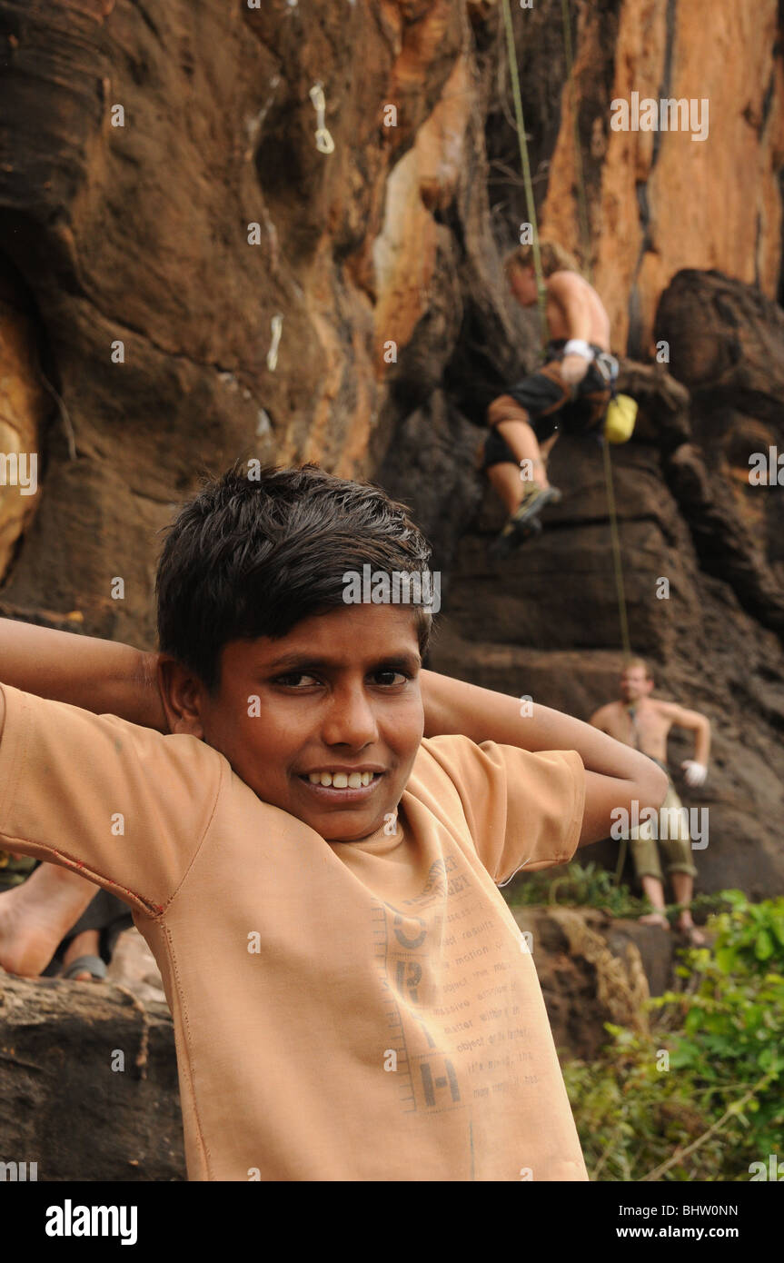young boy and climbers Stock Photo - Alamy