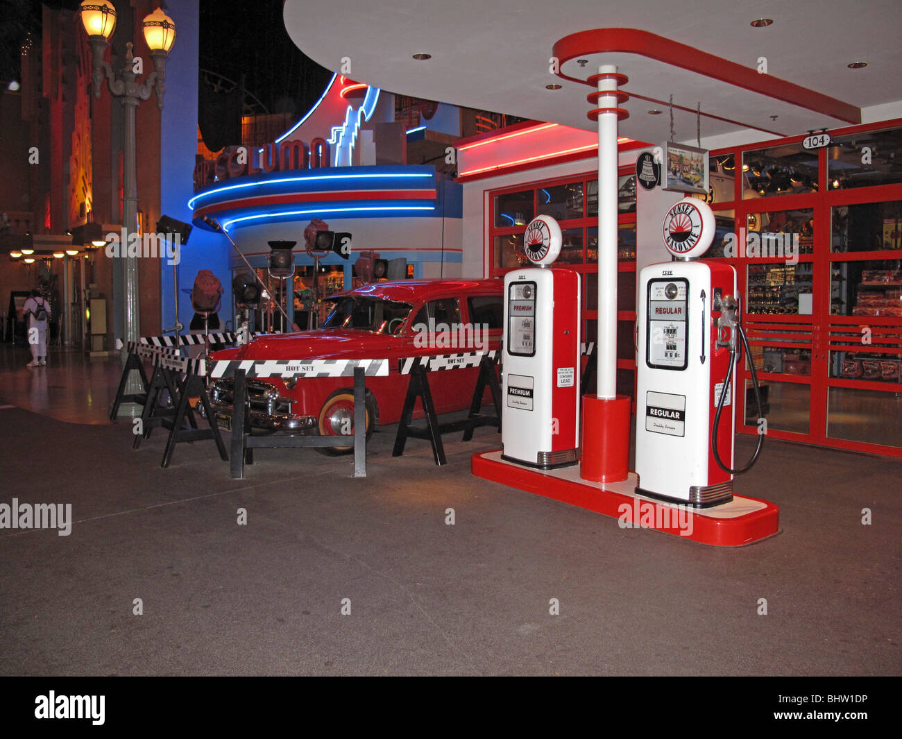 Gasoline station at Walt Disney Studios in Disneyland Park near Paris ...
