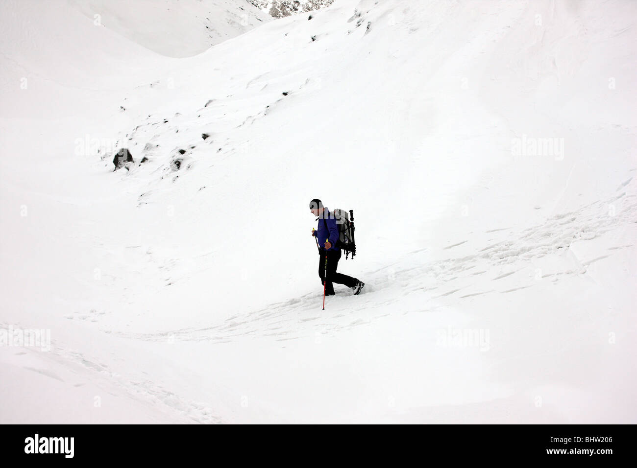 Walker in deep snow on Ben Challum Stock Photo - Alamy