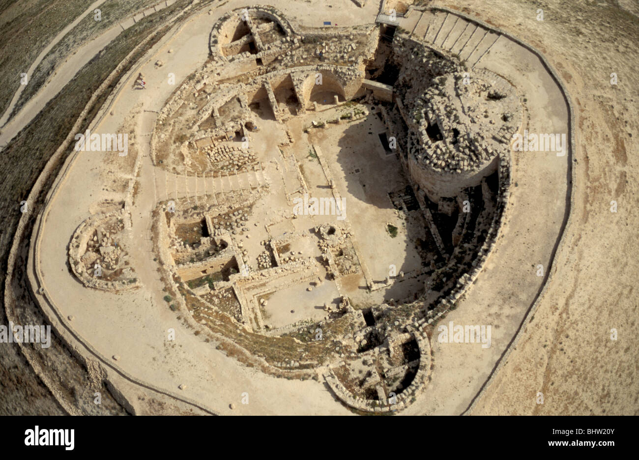 Judea, an aerial view of Herodion, built by Herod the Great as a ...