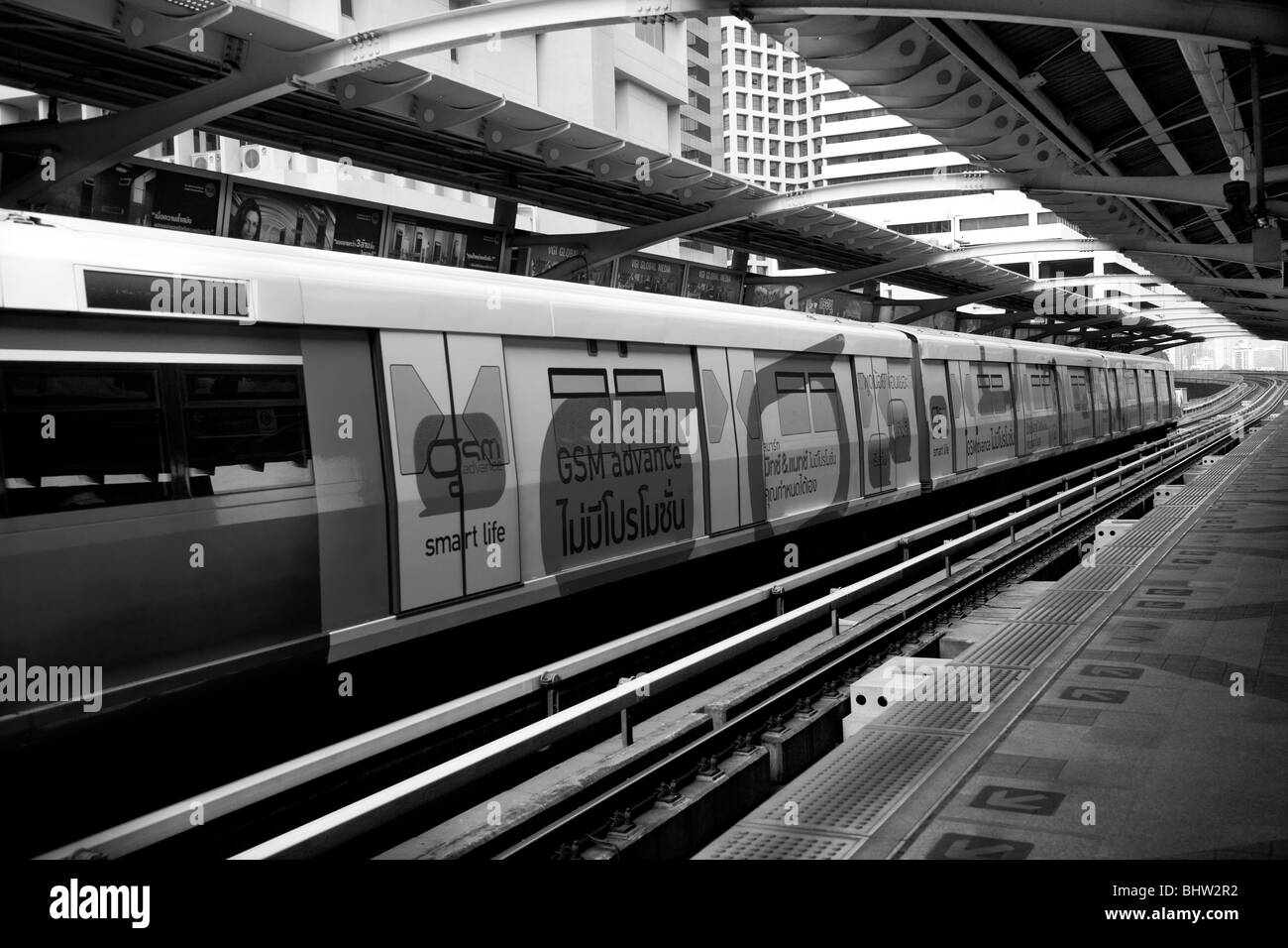 Commonly known as the bts skytrain Black and White Stock Photos ...