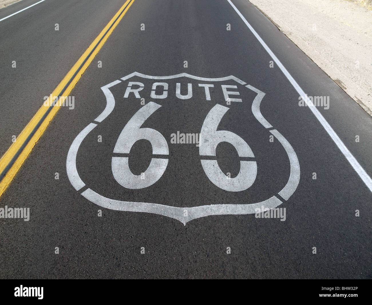 Route 66 painted road sign hi-res stock photography and images - Alamy