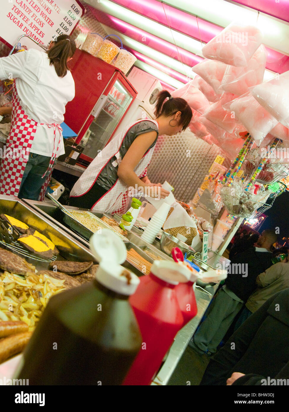 A food stall at the annual Goose Fair in Nottingham, Nottinghamshire ...