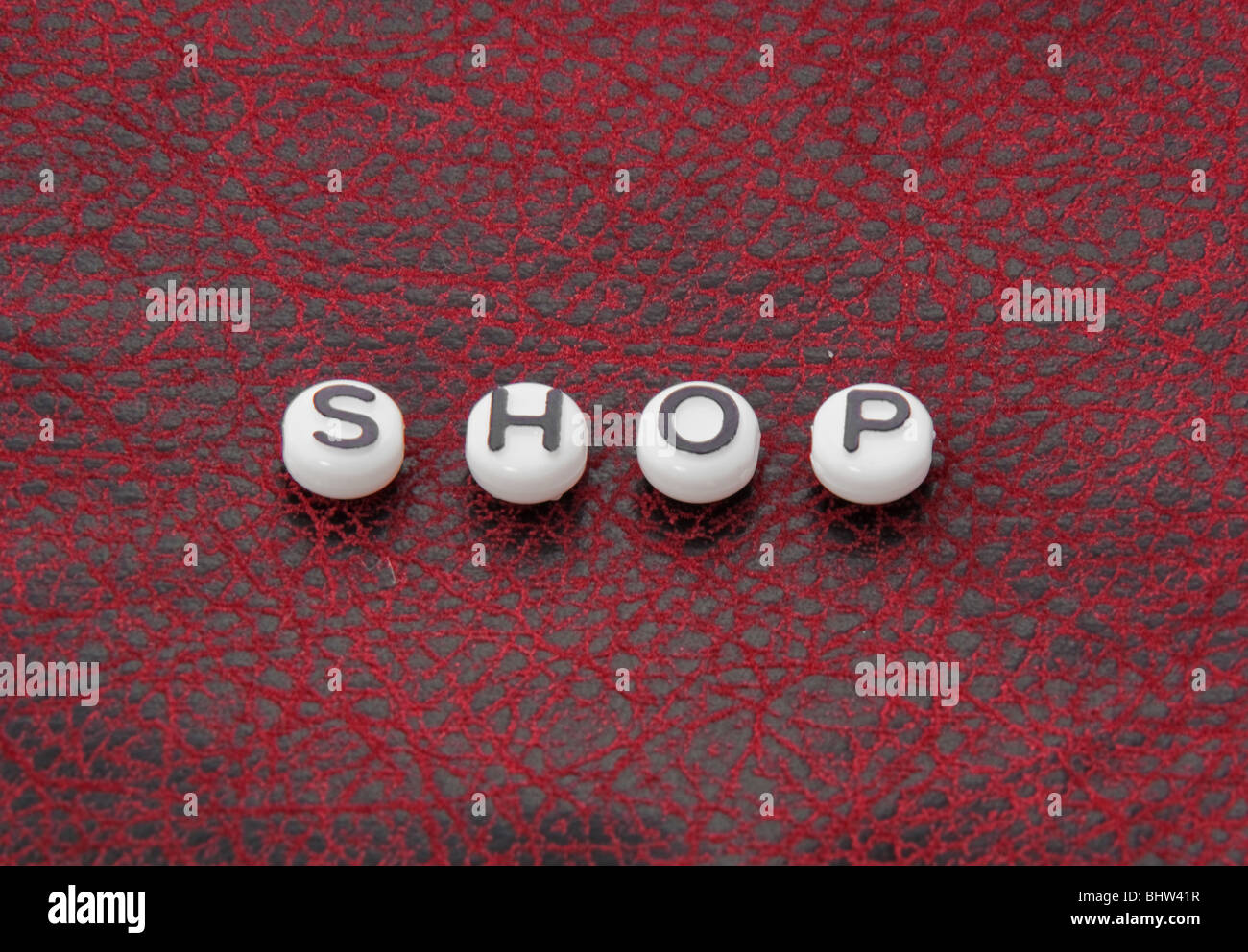 The word shop is part of this series on black and white round lettering ...
