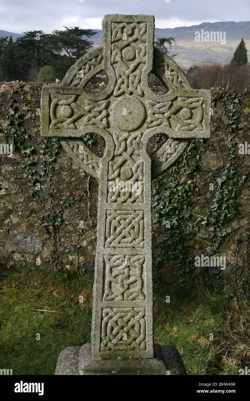 Celtic Cross In St Mary's Churchyard, Caerhun, Conwy, North Wales Stock ...