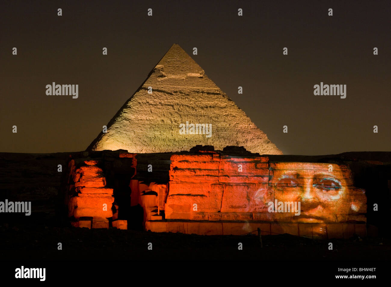Giza Pyramids sound & light show in Cairo, Egypt Stock Photo - Alamy
