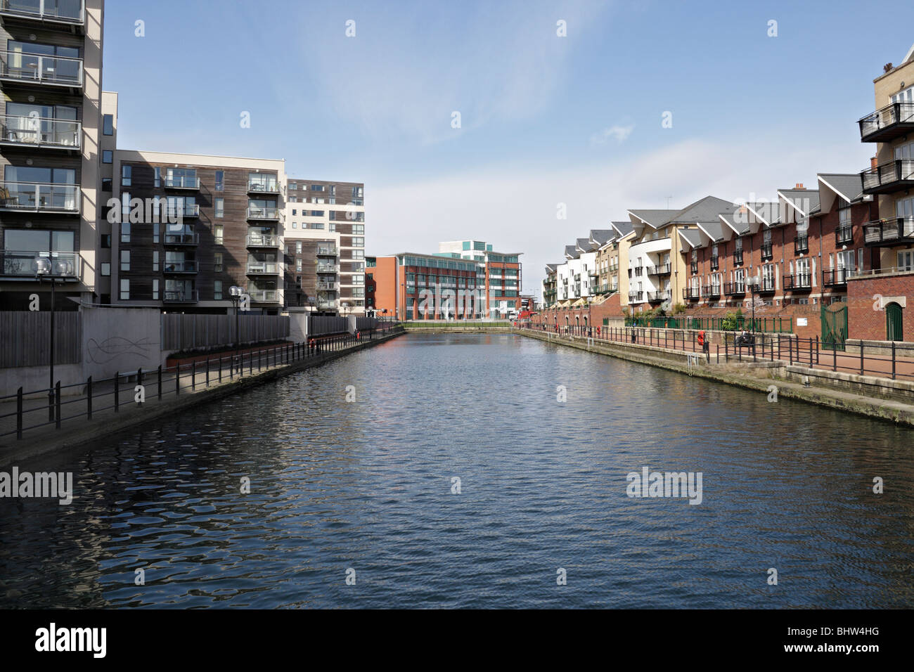 Modern apartments alongside a former dock in Cardiff bay Wales UK ...