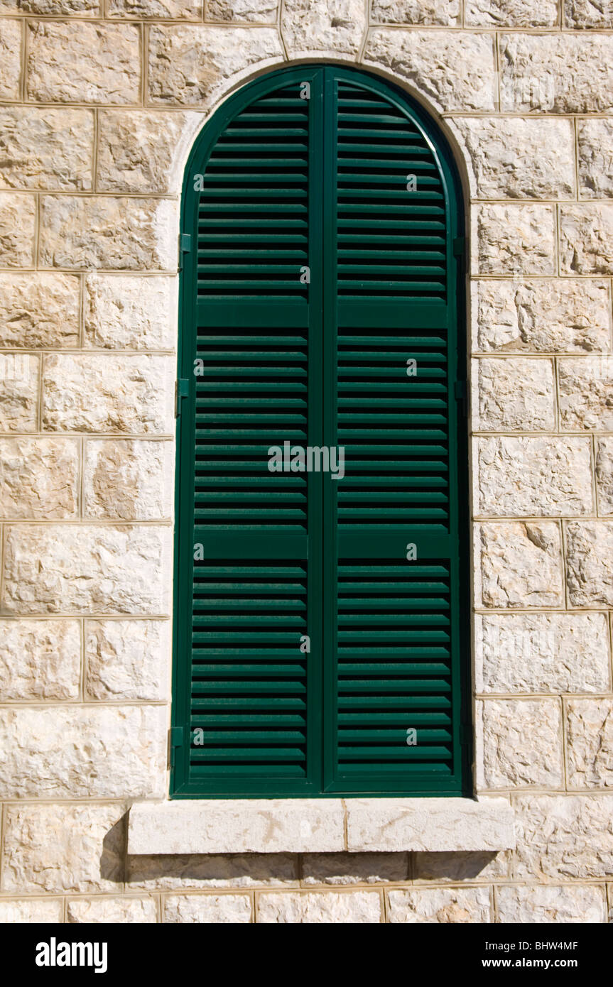 Arched window with green shutters in Lebanon Middle East Asia Stock ...