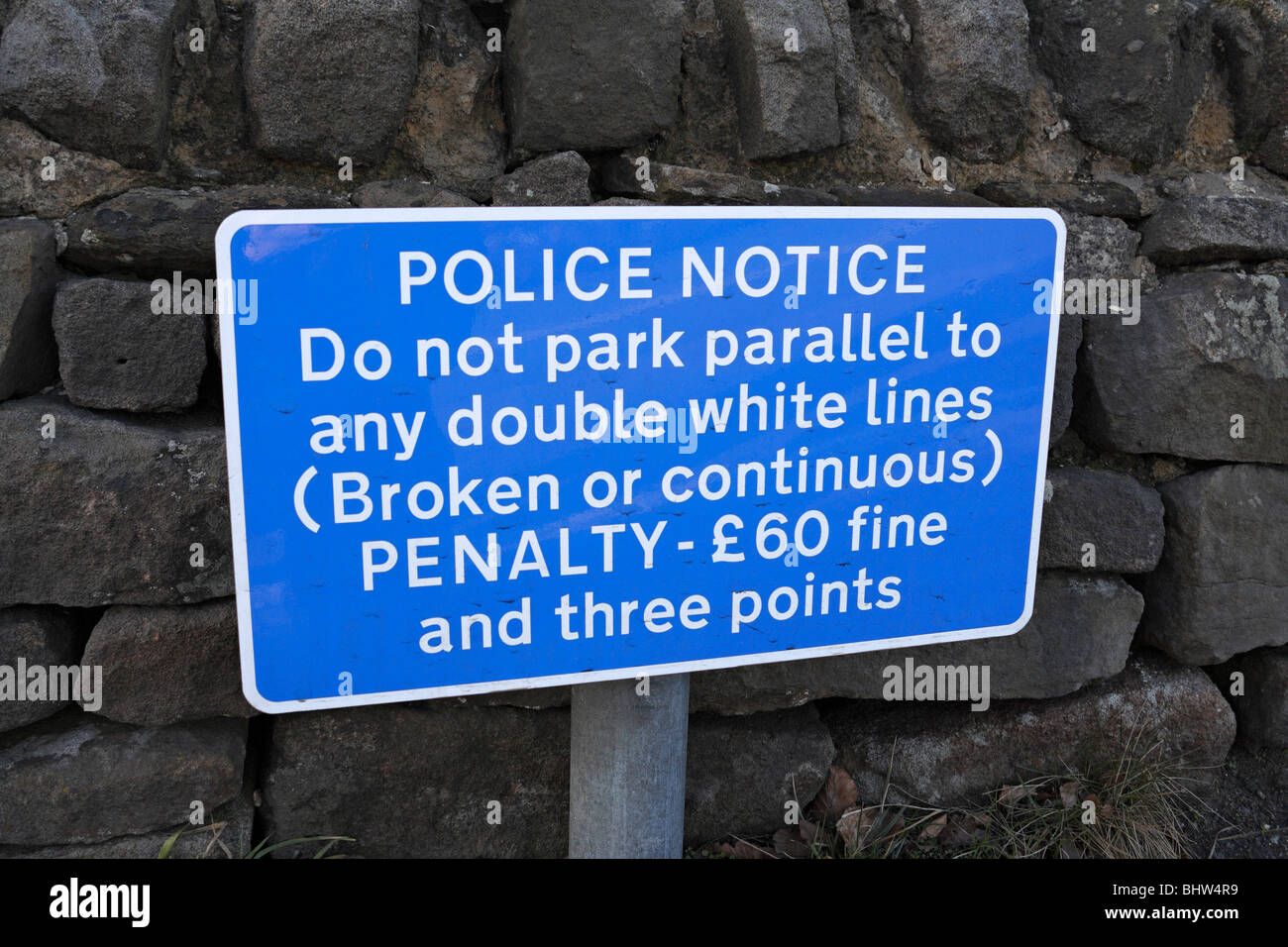 Police Notice about Parking at Derbyshire beauty spot. England Stock ...
