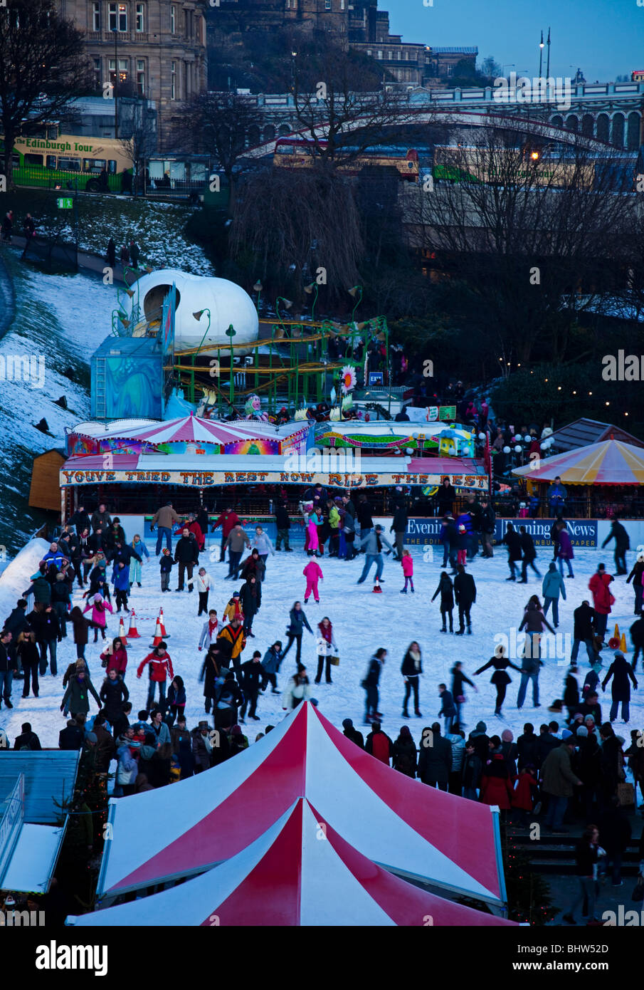 Christmas fun fair princes street edinburgh gardens scotland uk hi-res ...