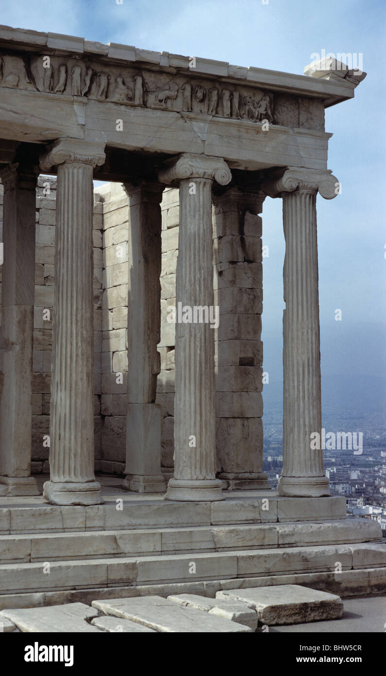 Interior of Temple to Athena Nike showing original frieze, Acropolis ...