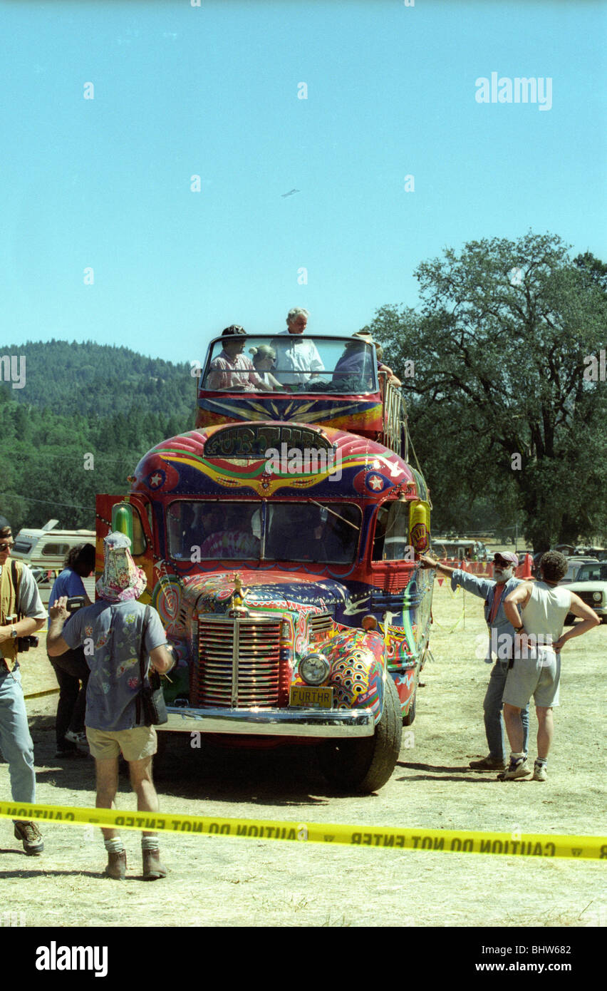Ken Kesey's Merry Prankster bus Furthur parks. The Pignic at Wavy Gravy ...