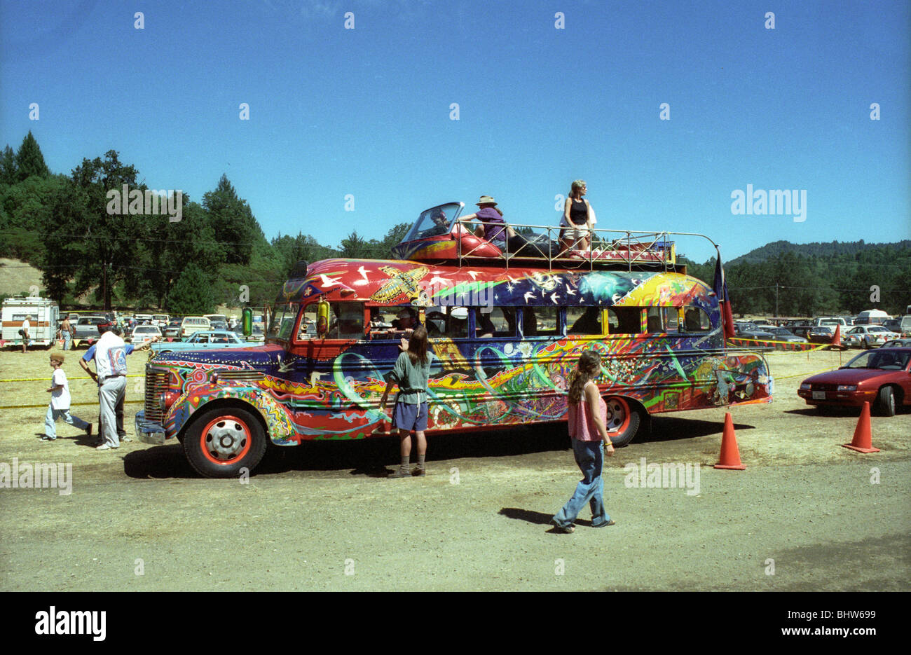 Ken Kesey's Merry Prankster bus Furthur parks. The Pignic at Wavy Gravy ...