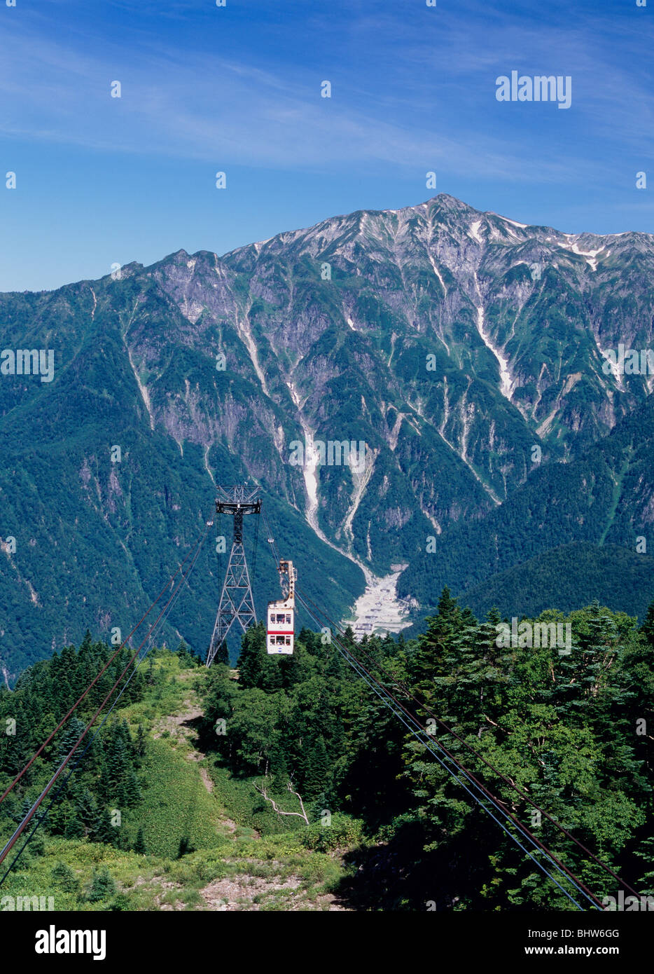 Shinhodaka Ropeway and Kasagatake, Takayama, Gifu, Japan Stock Photo ...